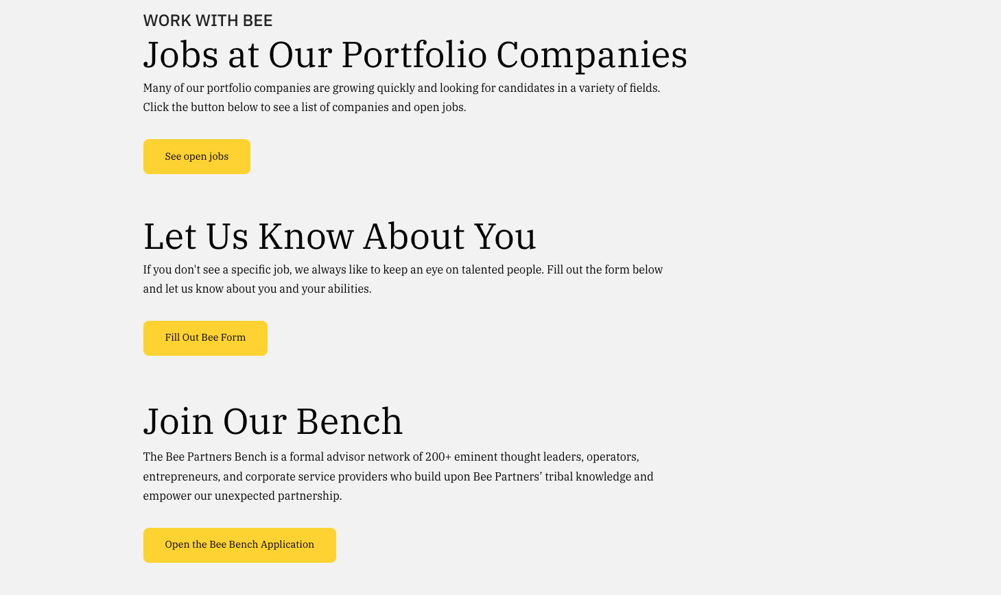 Work With Us - Bee Partners